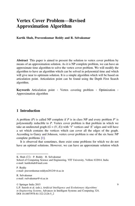 Pdf Vertex Cover Problem—revised Approximation Algorithm