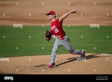 Nc State Wolfpack Pitcher Ryan Marohn 20 During An Ncaa Baseball Game Against The Coastal