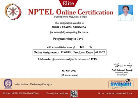 Mohak Sidgonda On Linkedin Nptel Iitkharagpur Javaprogramming