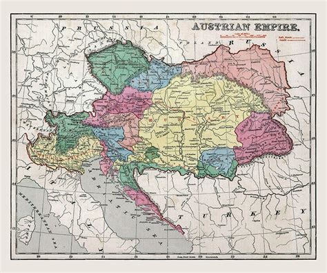1856 Map Of Austrian Empire Etsy