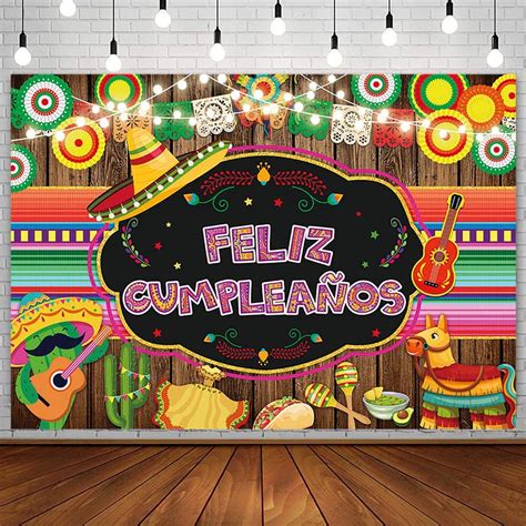 Aibiin 7x5ft Feliz Cumpleaños Backdrop Mexican Fiesta Happy Birthday