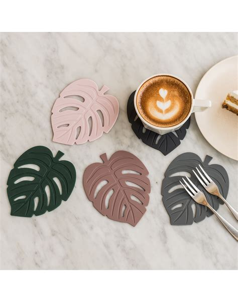 국산 플라이토 실리콘 나뭇잎 컵받침 11cm