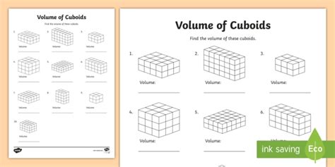 KS Volume Of Cuboids Worksheet Primary Resources