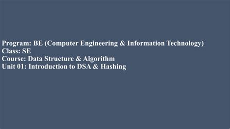 Dsa And Hashing Intro To Data Structures And Algorithms