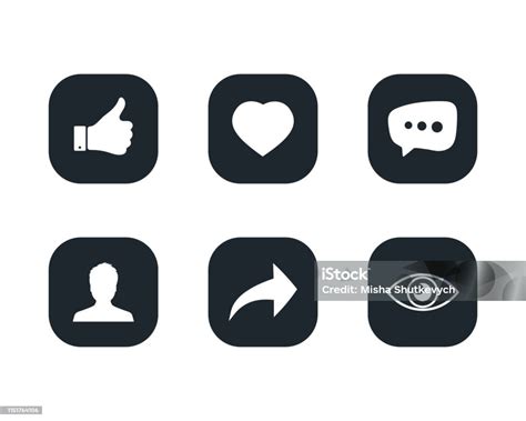 간단한 소셜 미디어 알림 아이콘 세트의 집합입니다 플랫 아이콘 알림 같은 공유 팔 로우 보기 및 채팅 기호 소셜 네트워킹에 대한 스톡 벡터 아트 및 기타 이미지 Istock