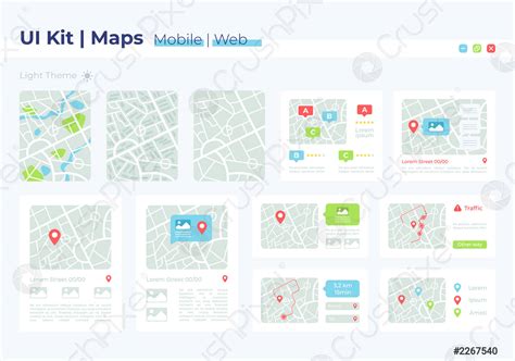 Map Ui Elements Kit Stock Vector 2267540 Crushpixel