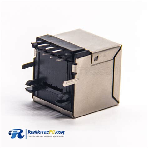 RJ Port Right Angled Socket P C With Shield Without LED DIP PCB Mount Renhotecpc Com