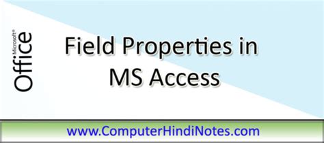 Field Properties In Ms Access Computer Hindi Notes