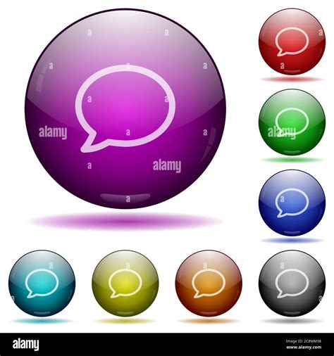 Set Of Color Comment Glass Sphere Buttons With Shadows Arranged Layer Structure Stock Vector
