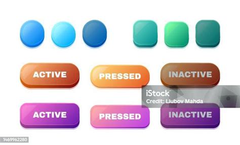 Active And Pressed Ui Buttons Game Interface Menu Highlighted Inactive Elements Animation Gui