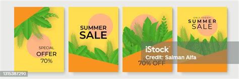 열대 종이 컷 잎 여름 판매 배너 녹색 열대 야자수 잎이나 단풍으로 만든 프레임 이나 테두리와 수직 여름 배경의 컬렉션 및 텍스트 장소 계절에 대한 스톡 벡터 아트 및 기타