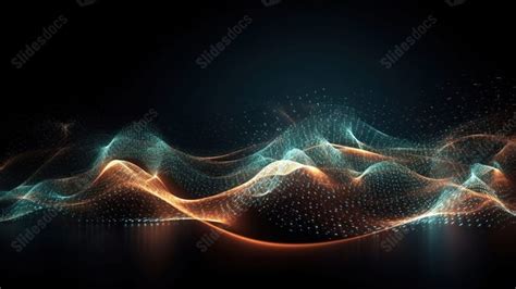 Technology Wave Music Concept  With Brighter Dots And Swirls And Wave Shape Powerpoint