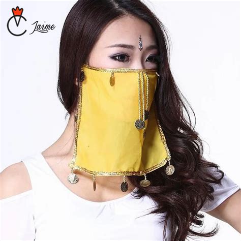 Belly Dance Tribal Face Veil With Coins Halloween Costume Accessory