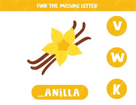 Premium Vector Find Missing Letter With Cartoon Vanilla Spelling Worksheet
