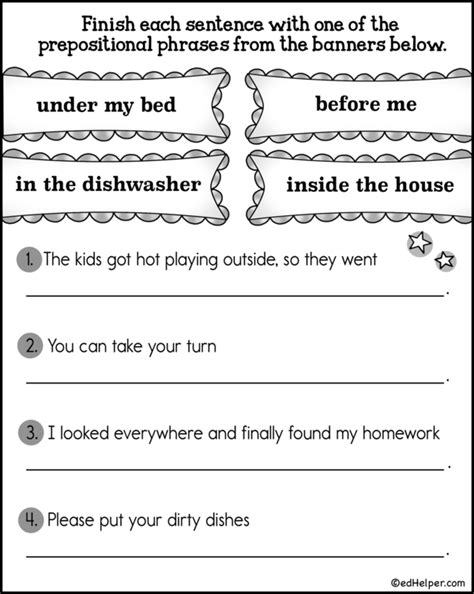 Identifying Prepositional Phrases Worksheets