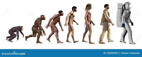 Evoluzione Umana Dalle Scimmie Allo Spazio Illustrazione 3d