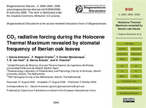 Pdf Co2 Radiative Forcing During The Holocene Thermal Maximum