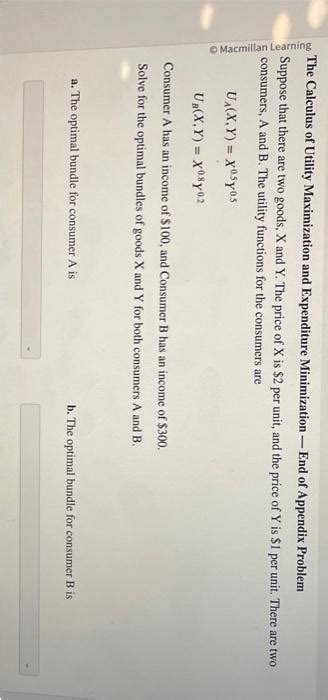 Solved The Calculus Of Utility Maximization And Expenditure