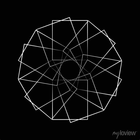 Abstract White Rotated Shape In Round Form Vector Illustration • Wall