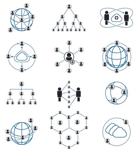 사람 연결 및 네트워크 아이콘 프리미엄 벡터