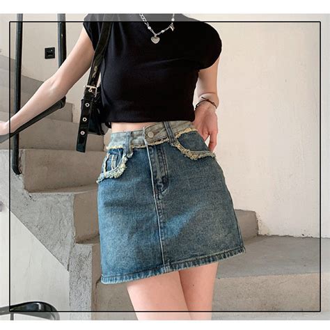High Waist Denim Skirt Women 04 Years Hot Girl Culottes A Line Hakama