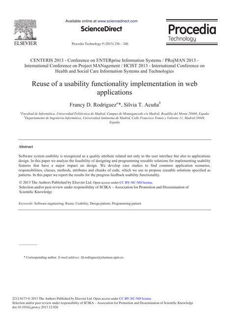 Pdf Reuse Of A Usability Functionality Implementation In Web Applications