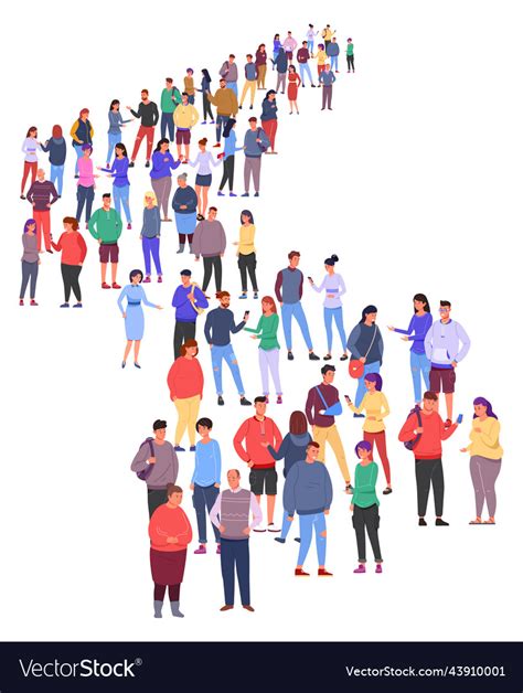 Long Queue Of People Men And Women Standing Vector Image