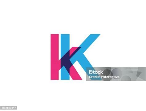 Huruf Besar Berpotongan Dan Huruf Kecil K Dalam Desain Logo Warna Merah Muda Biru Ilustrasi Stok