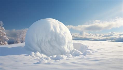 Premium Ai Image A Large Snowball Rolling Down A Hill In A Highly