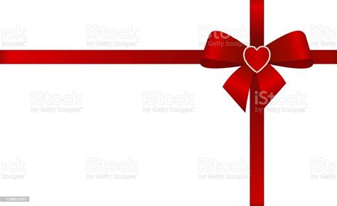 초대 인사또는 빨간 리본과 활 과 기프트 카드 텍스트 에 대한 장소와 선물 바우처 템플릿 공단에 대한 스톡 벡터 아트 및 기타 이미지 Istock