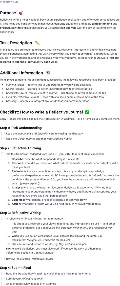 Self Reflection Journal Template