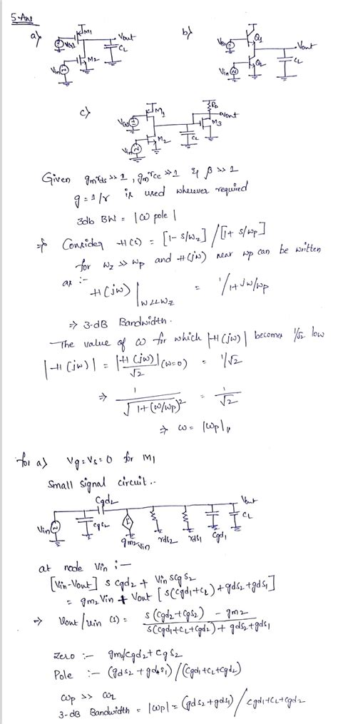 Solved 5 Determine The 3db Bandwidth Of The Circuits Shown Below Using Course Hero