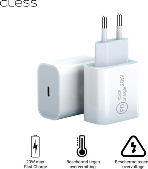 Oplader W Adapter USB C Naar USB C Snellader Fast Charge Wit Bol