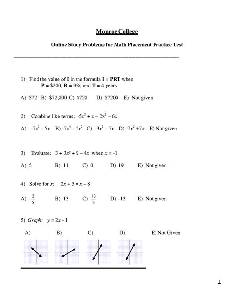 Practice Math For Placement Test