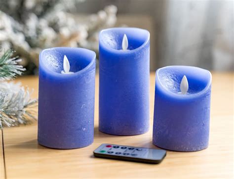 Набор восковых свечей МЕРЦАЮЩИЕ синие тёплые белые Led огни