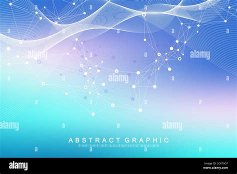 Abstract Geometric Background With Dynamic Particles Wave Flow Big Data Plexus Stream
