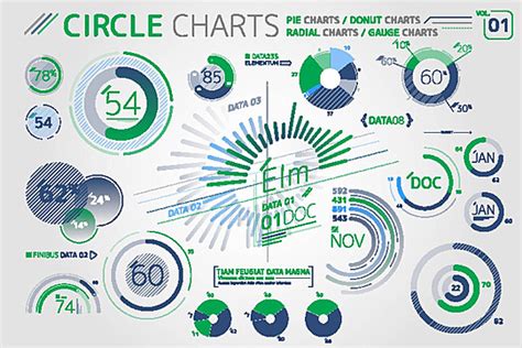 Infographic Elements Circular Charts Pie Charts Donut Charts And Radial