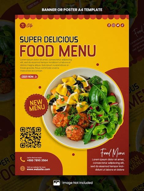 Premium Psd Fun Color Food Menu Poster A4 Or Banner Template