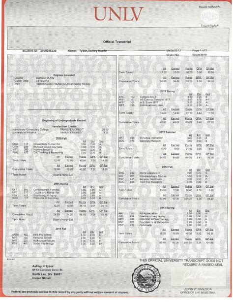 Pdf Unlv Official Transcript Dokumen Tips