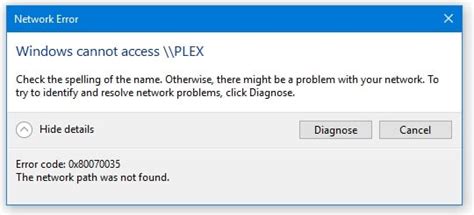 Plex Media Server With Windows 10network Path Not Found Windows 10 Forums