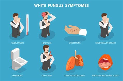 흰 곰팡이 질병 증상의 D 등각 투영 평면 벡터 일러스트 레이 션 프리미엄 벡터
