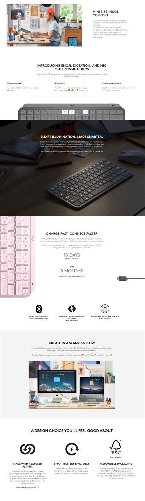 Logitech Mx Keys Mini Wireless Illuminated Keyboard Graphite