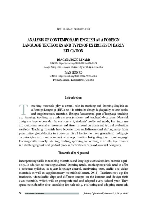 Pdf Analysis Of Contemporary English As A Foreign Language Textbooks And Types Of Exercises In