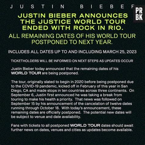 Foto Instagram Da Justice Tour Anuncia Que Todos Os Shows Da Turnê
