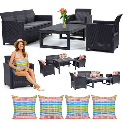 Zestaw Mebli Ogrodowych Marie 3 Set Lyon 2w1 Fotele Sofa 3 Osobowa