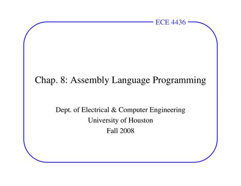 Assembly Language Programming Lecture Notes Ece 4436 Docsity