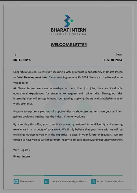 Sriya Kotte On Linkedin Bharatintern Webdevelopment