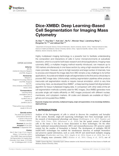 Pdf Dice Xmbd Deep Learning Based Cell Segmentation For Imaging Mass Cytometry