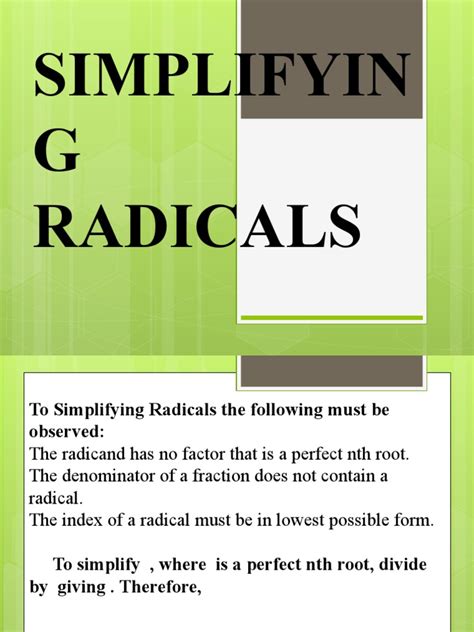 R Simplifying Radicals Pdf Arithmetic Mathematical Analysis