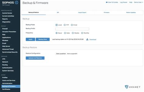 Create Or Restore Sophos Firewall Backup